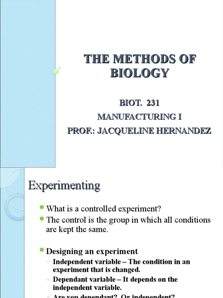 The Methods of Biology | PDF | Hypothesis | Theory