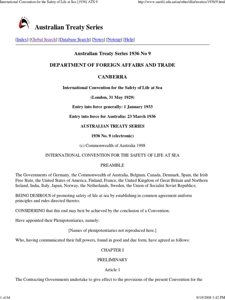 SOLAS Convention 1929 Overview | PDF | Tonnage | Ships
