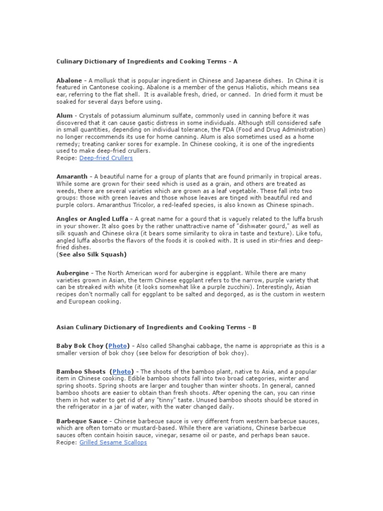 Culinary Dictionary | PDF | Coriander | Garlic
