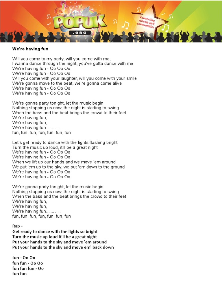 We'Re Having Fun Lyrics | PDF
