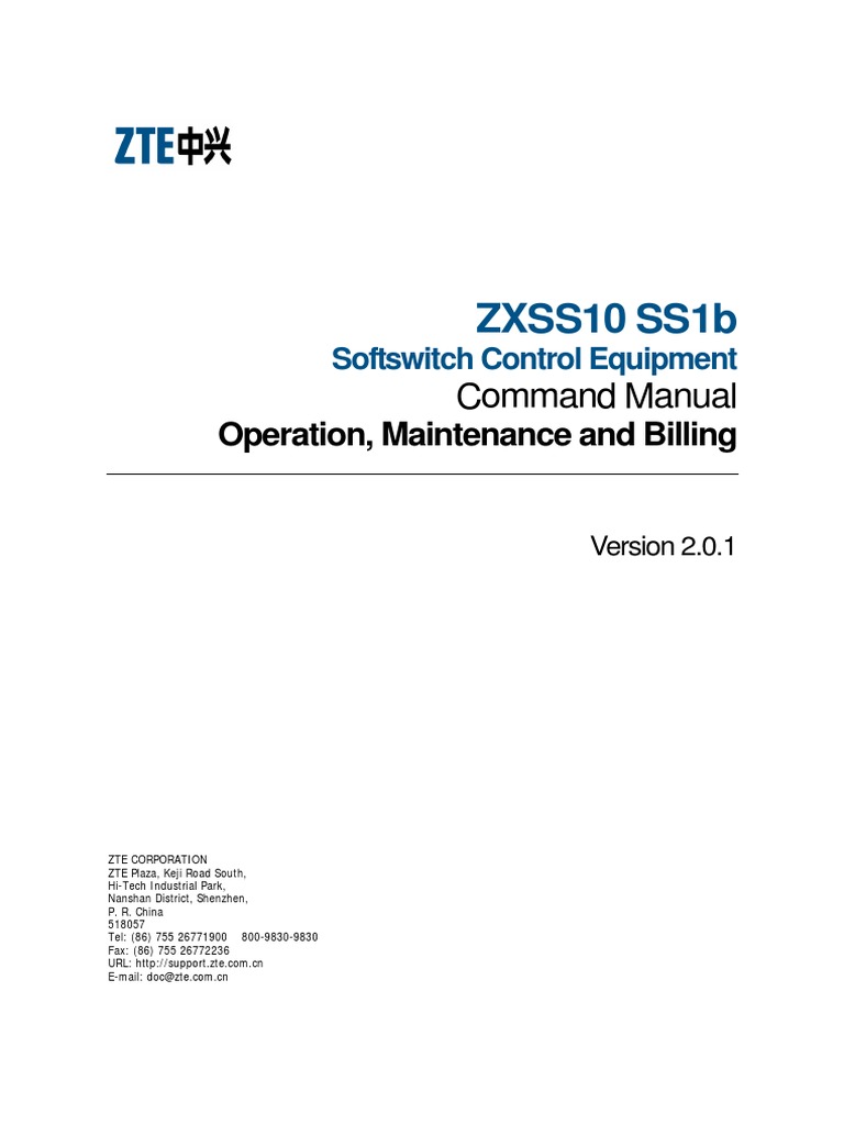 Sjzl20060464-ZXSS10 SS1b (V2.0.1) Command Manual-Operation, Maintenance ...
