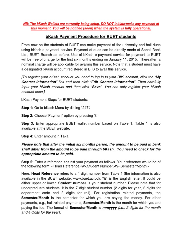 bKash Payment Guide for BUET Students | PDF | Computing | Computing And ...