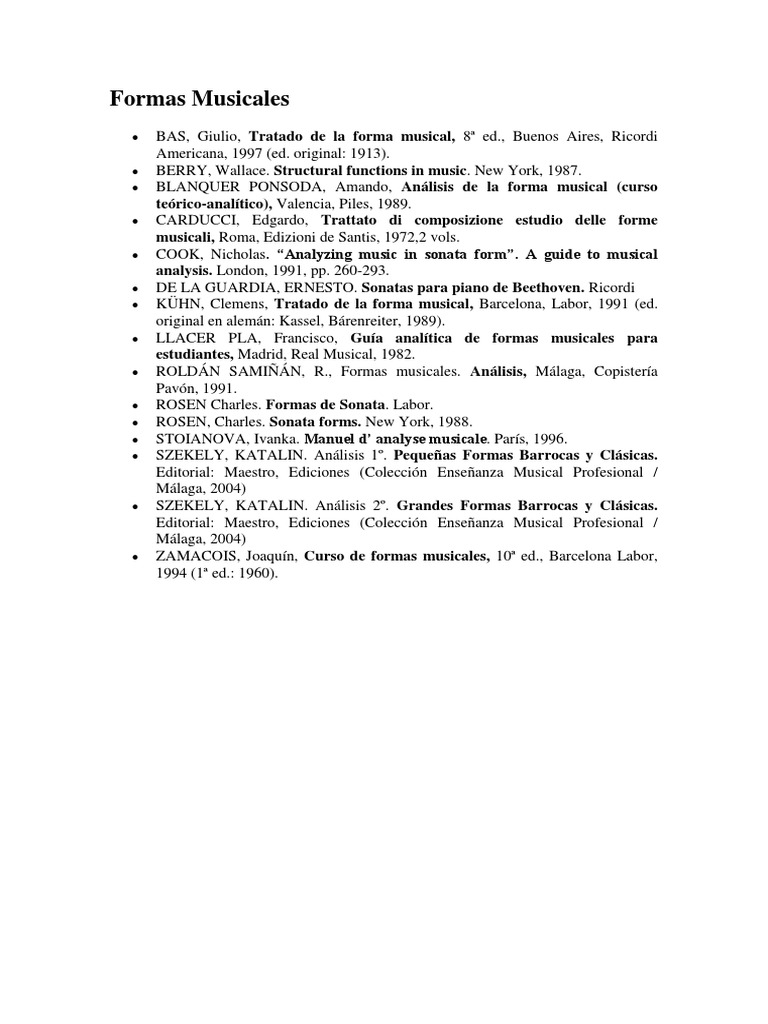 Tipos y Análisis de Formas Musicales | PDF | Música clásica ...