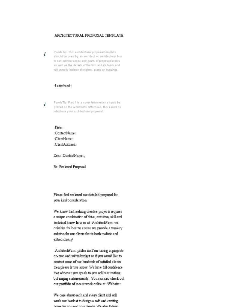 Architecture Design Proposal Sample Pdf Architecture Proposal Template