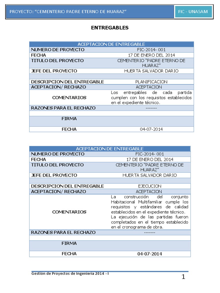 Aceptacion de Entregable | PDF | Ingeniería | Science