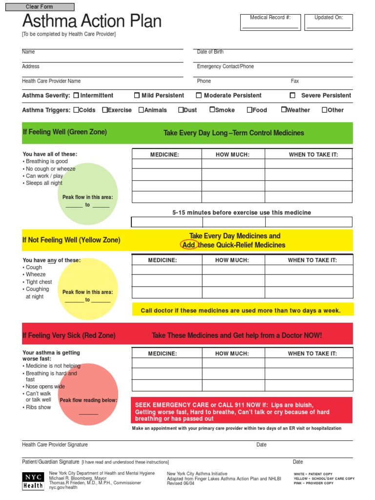 Asthma Action Plan | PDF