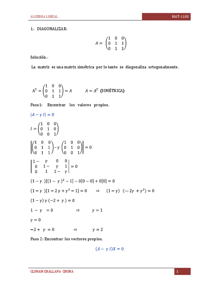 Diagonalizacion | Descargar gratis PDF | Valores propios y vectores propios | Álgebra lineal