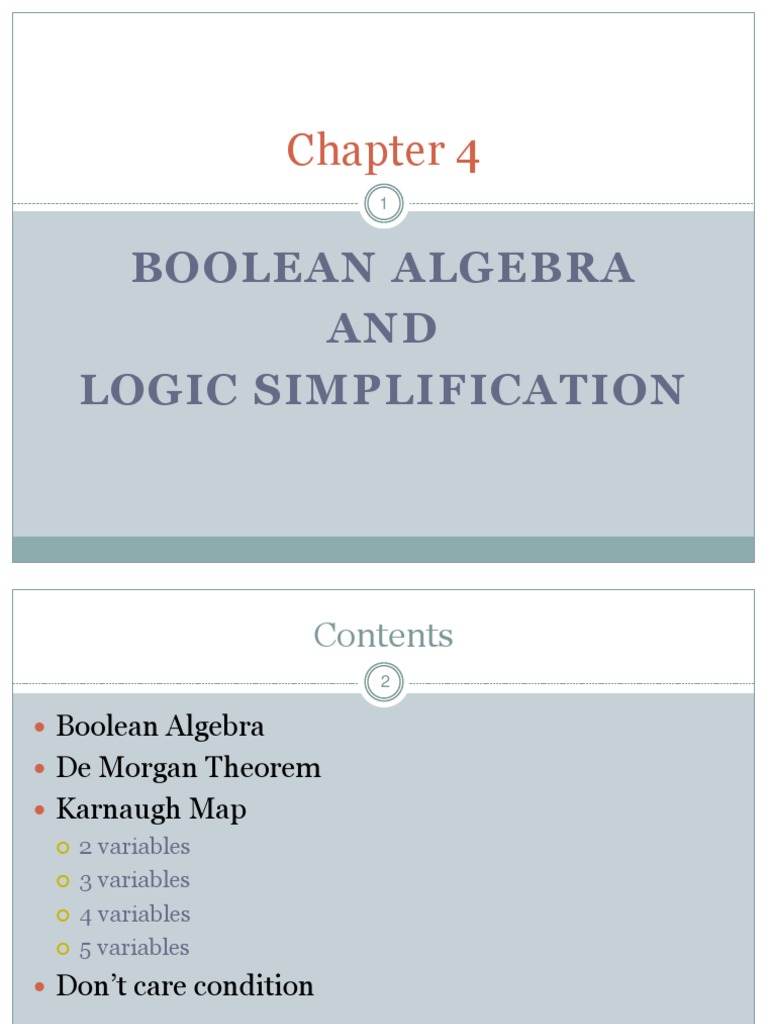 Logic Simplification Slide | PDF | Boolean Algebra | Teaching Mathematics