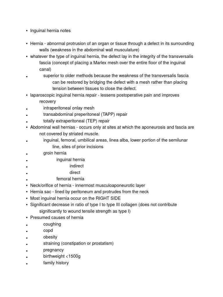 Hernia Notes | Clinical Medicine | Medical Specialties