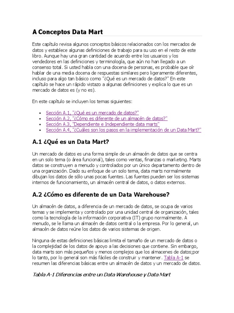 Guía Básica de Data Marts | PDF | Almacén de datos | Bases de datos