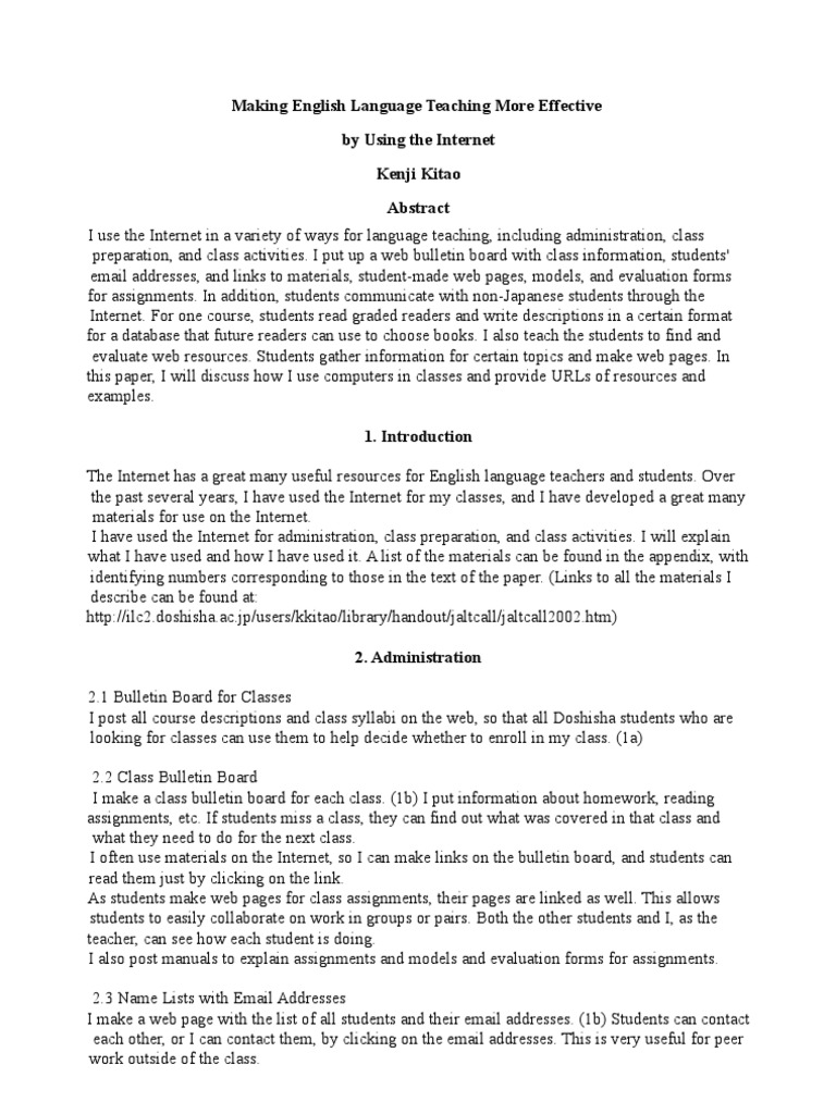 Making English Language Teaching More Effective by Using Internet | PDF ...