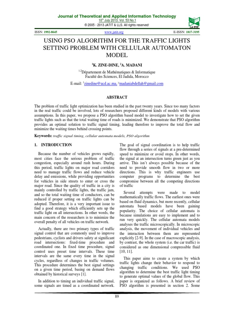 Model of Cellular Automata | PDF | Traffic | Traffic Light