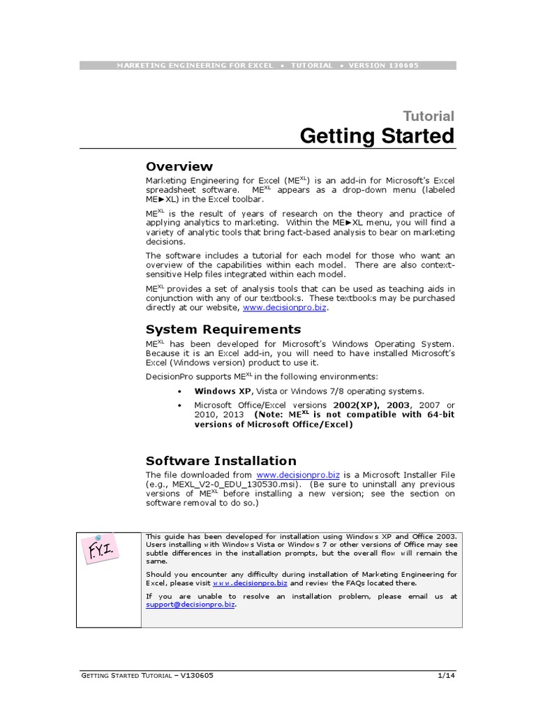MEXL v2 Getting Started Tutorial 130605 | PDF | Microsoft Excel ...