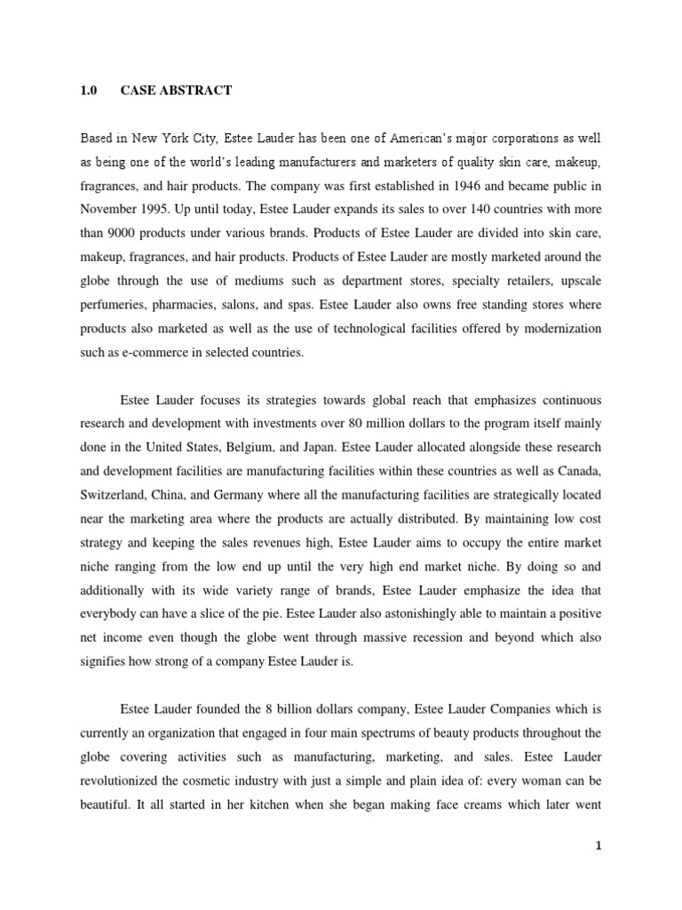 Estee Lauder: Case Analysis | PDF | Competition | Cosmetics