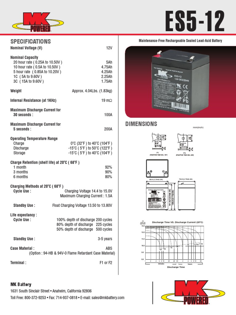 Es5 12 | PDF | Battery (Electricity) | Rechargeable Battery