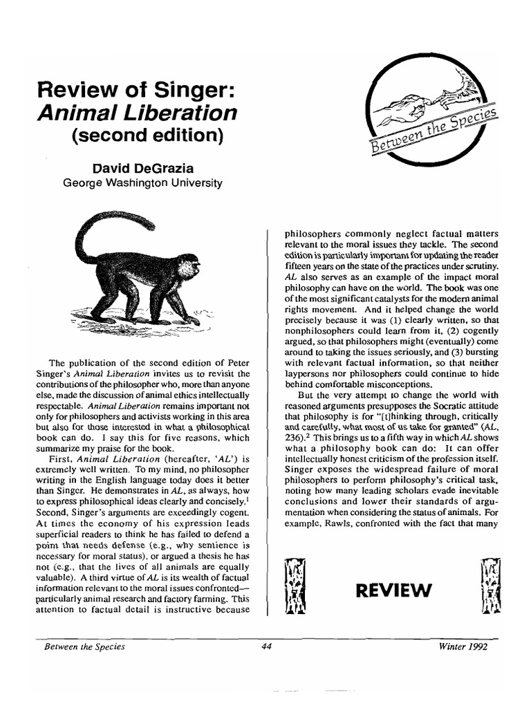 Review of Singer - Animal Liberation (Second Edition) | PDF | Animal ...