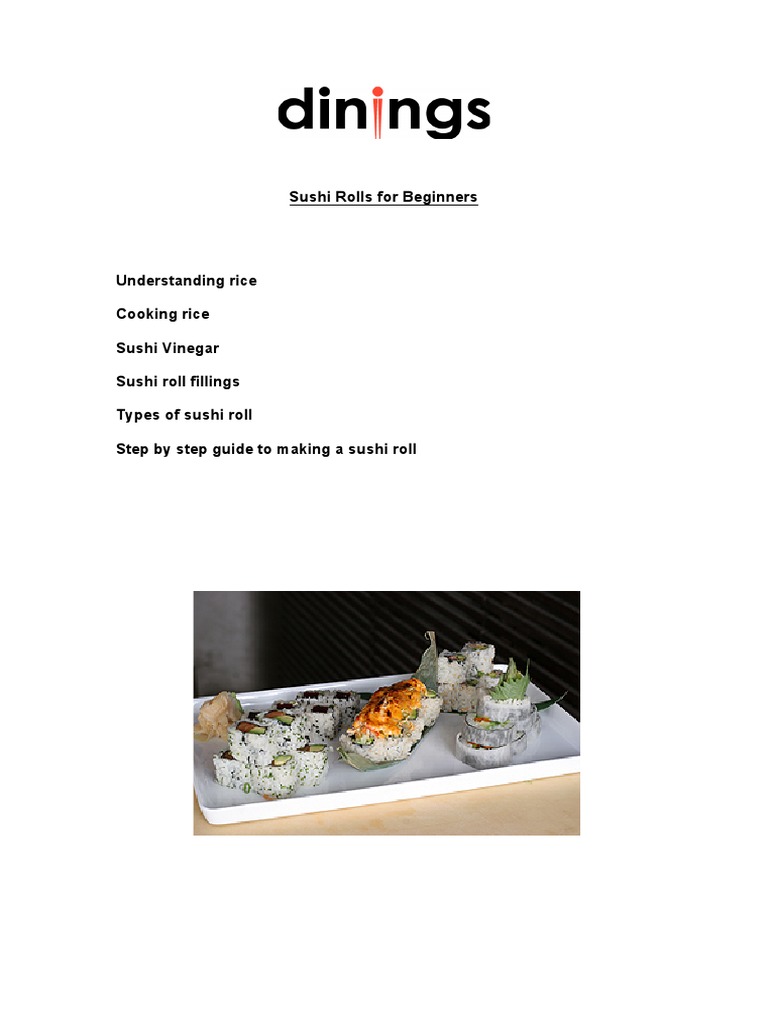 Beginner's Guide to Making Sushi Rolls | PDF | Sushi | Vinegar