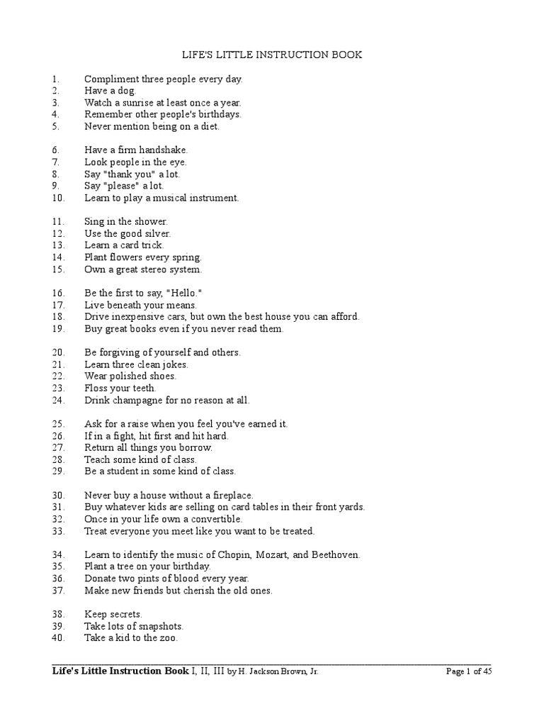 Life's Little Instruction Book PDF | PDF | Business
