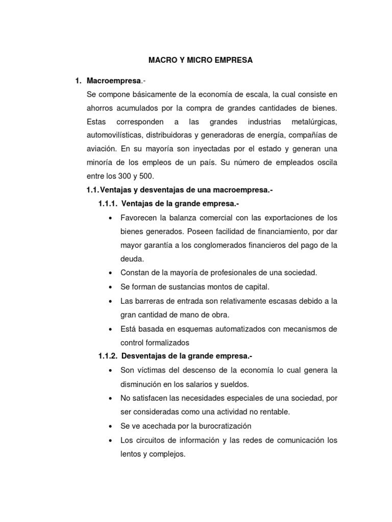 Macro y Micro Empresa | PDF | Pequeñas y medianas empresas | Business