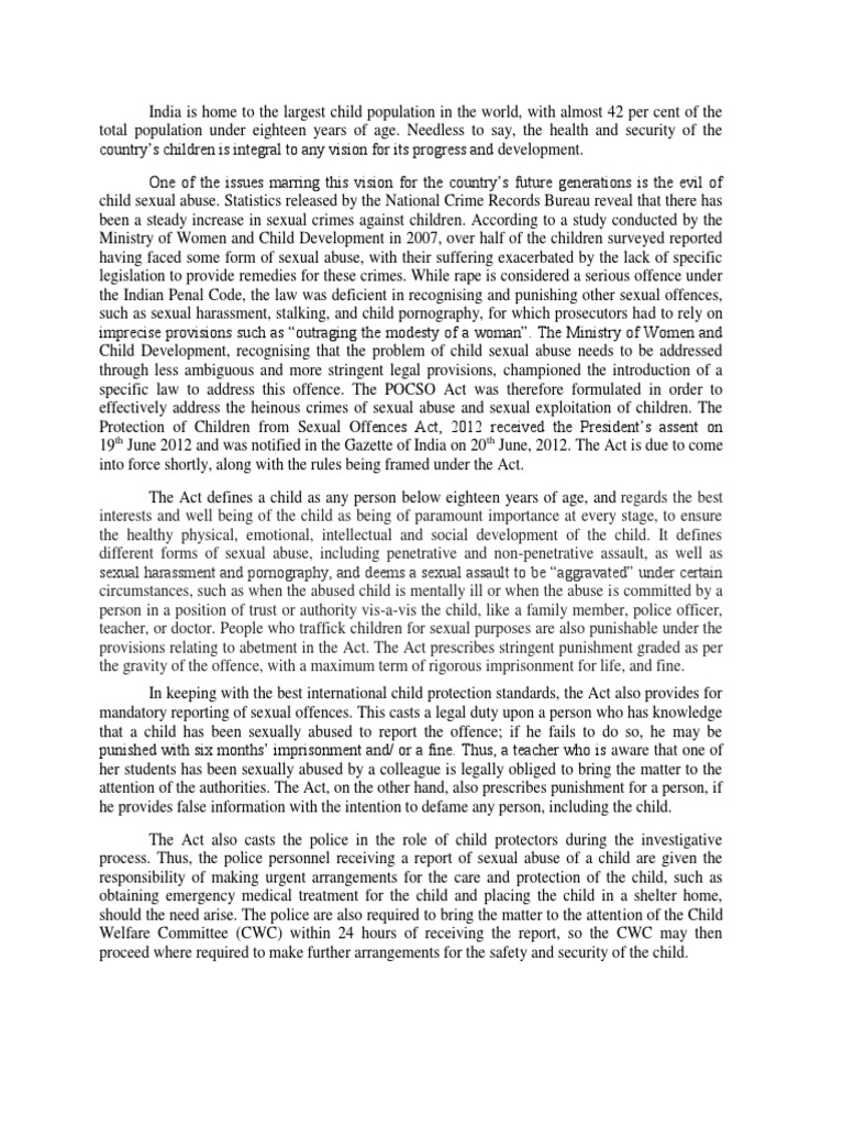 Posco Act | PDF | Assault | Child Sexual Abuse