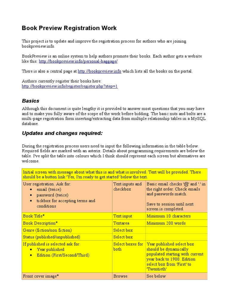 Book Preview Registration Work: Basics | PDF | Email | Databases