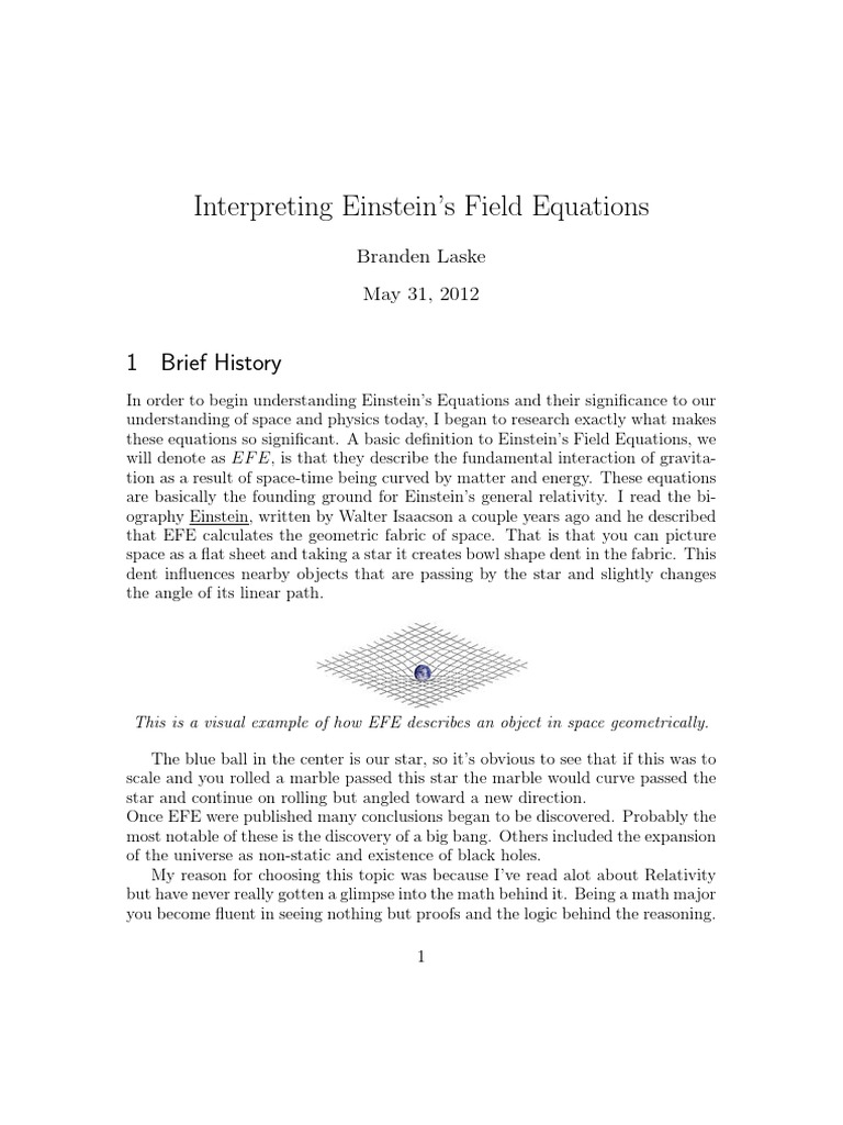 Einstein's Field Equations | PDF | General Relativity | Theories Of Gravitation