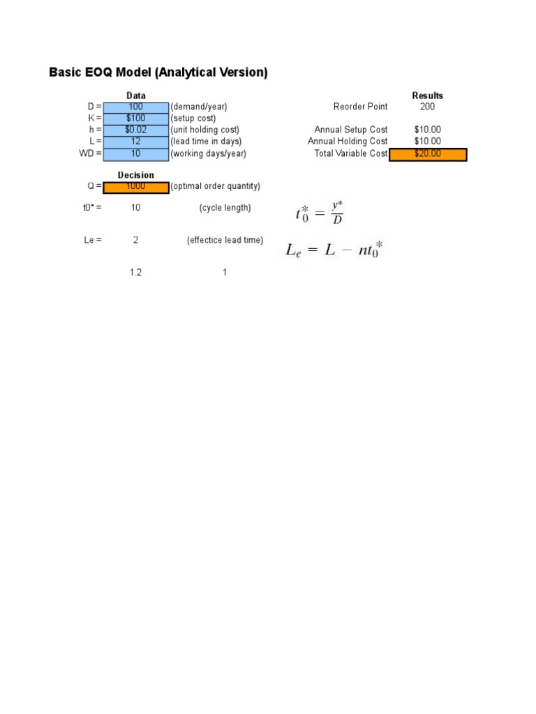 EOQ Model Analysis and Results | PDF | Computers | Technology & Engineering