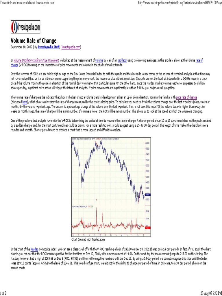 Volume Rate of Change | PDF | Market Trend | Technical Analysis