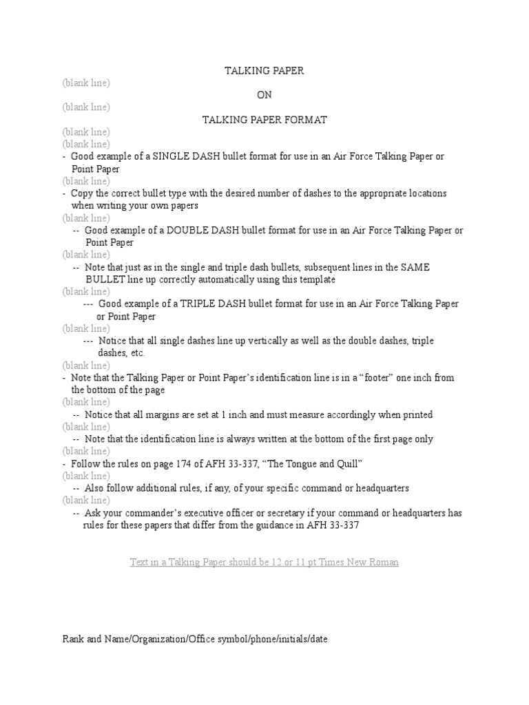 Official Talking Paper Template | PDF | Language Arts & Discipline ...