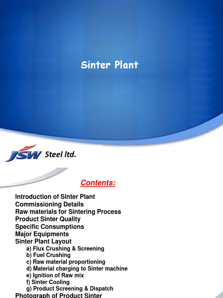 Sinter Plant Presentation (Sinter Operation) | PDF | Iron Ore | Combustion
