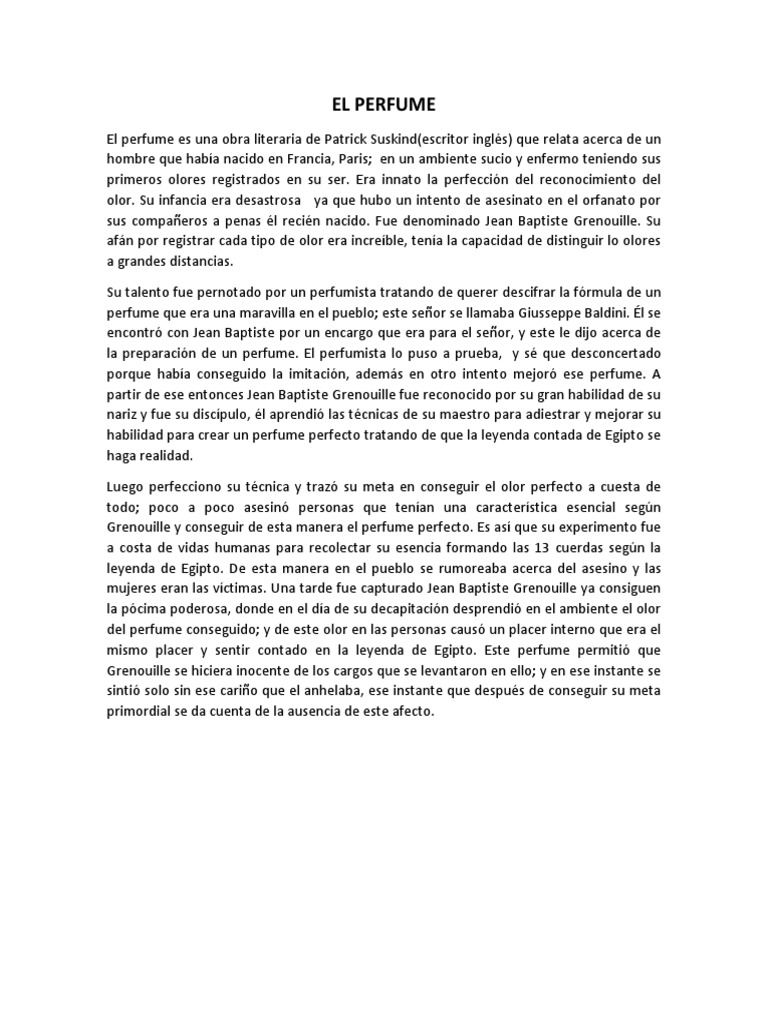 EL PERFUME - Jean Baptiste Grenouille | PDF