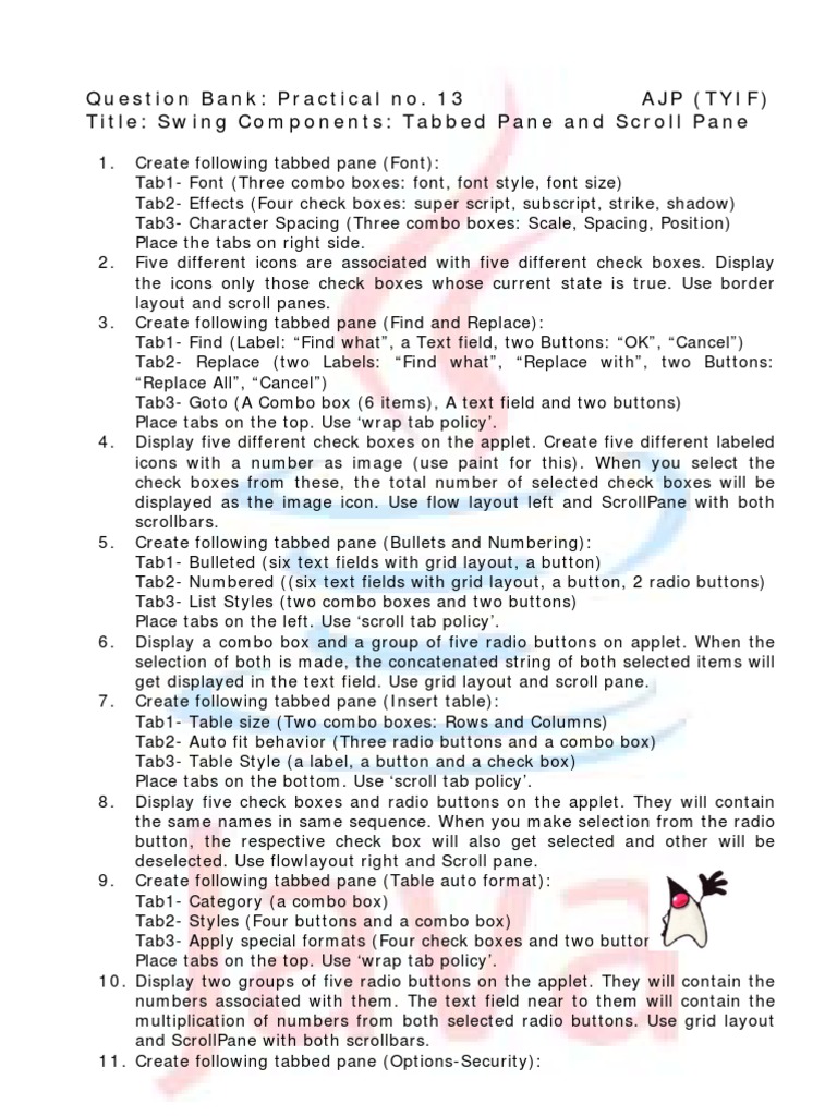 AJP - Questions Pract 13 | PDF | Icon (Computing) | Tab (Gui)