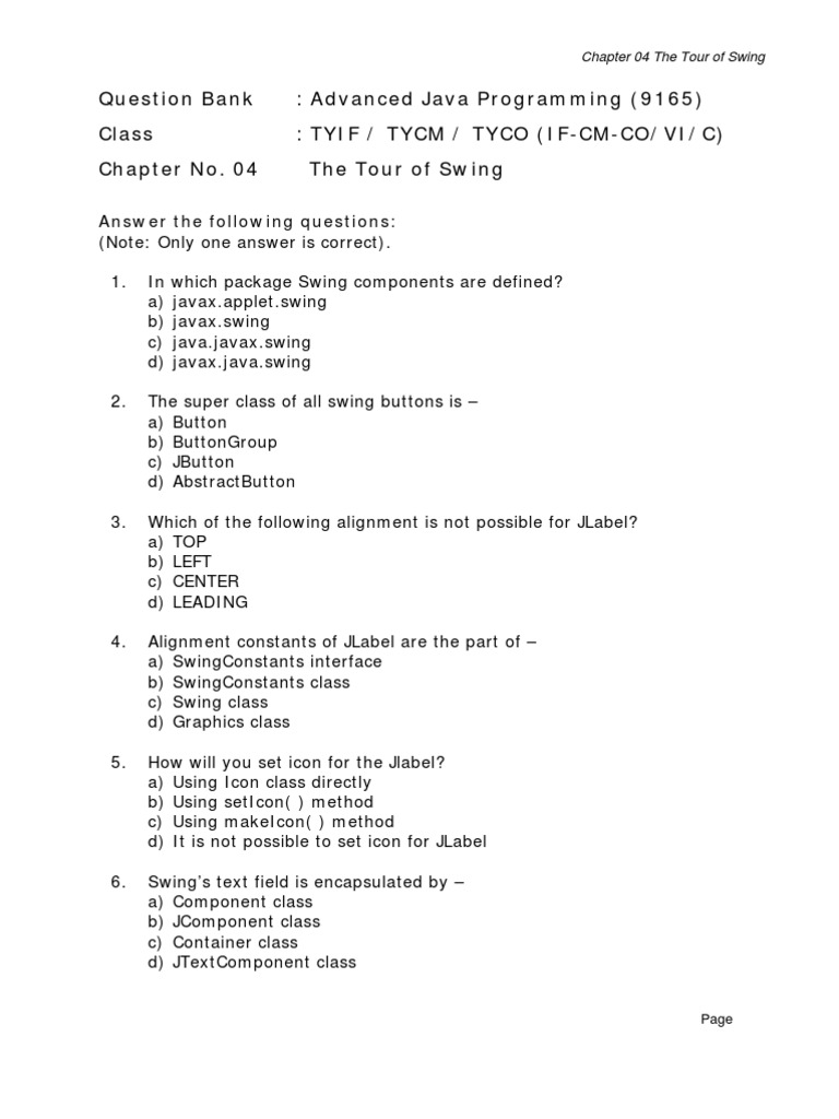 Question Bank Chapter 04 (AJP) - Objectives | PDF | Information ...