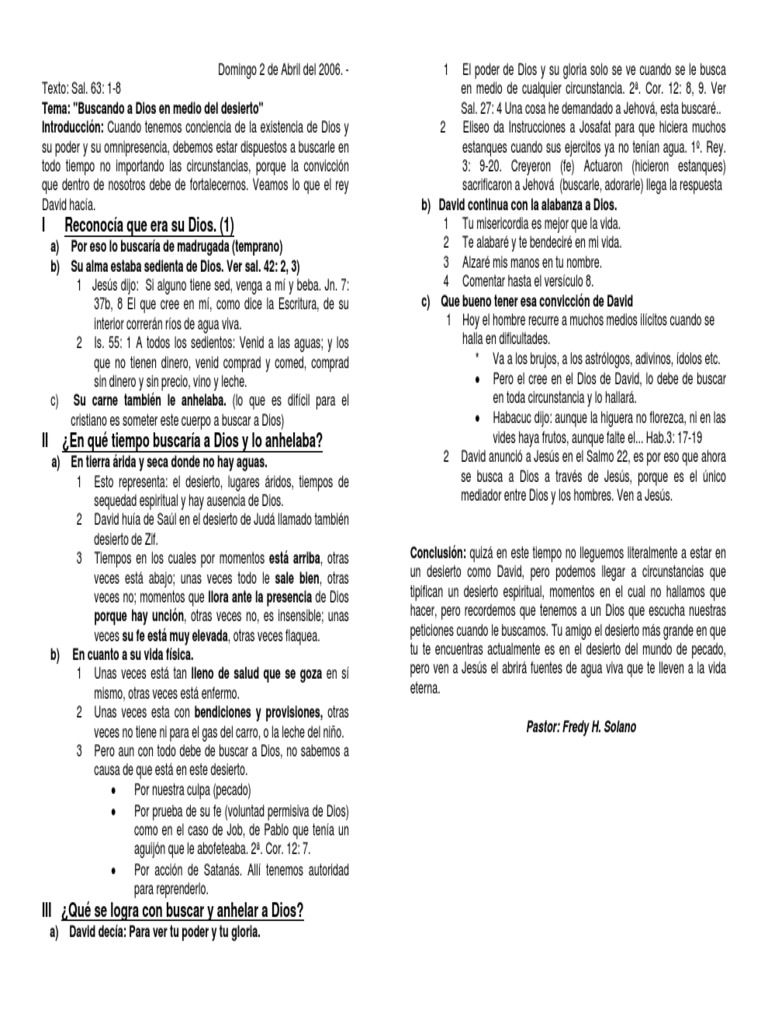 Buscando a Dios en el Desierto | PDF | David | Fe