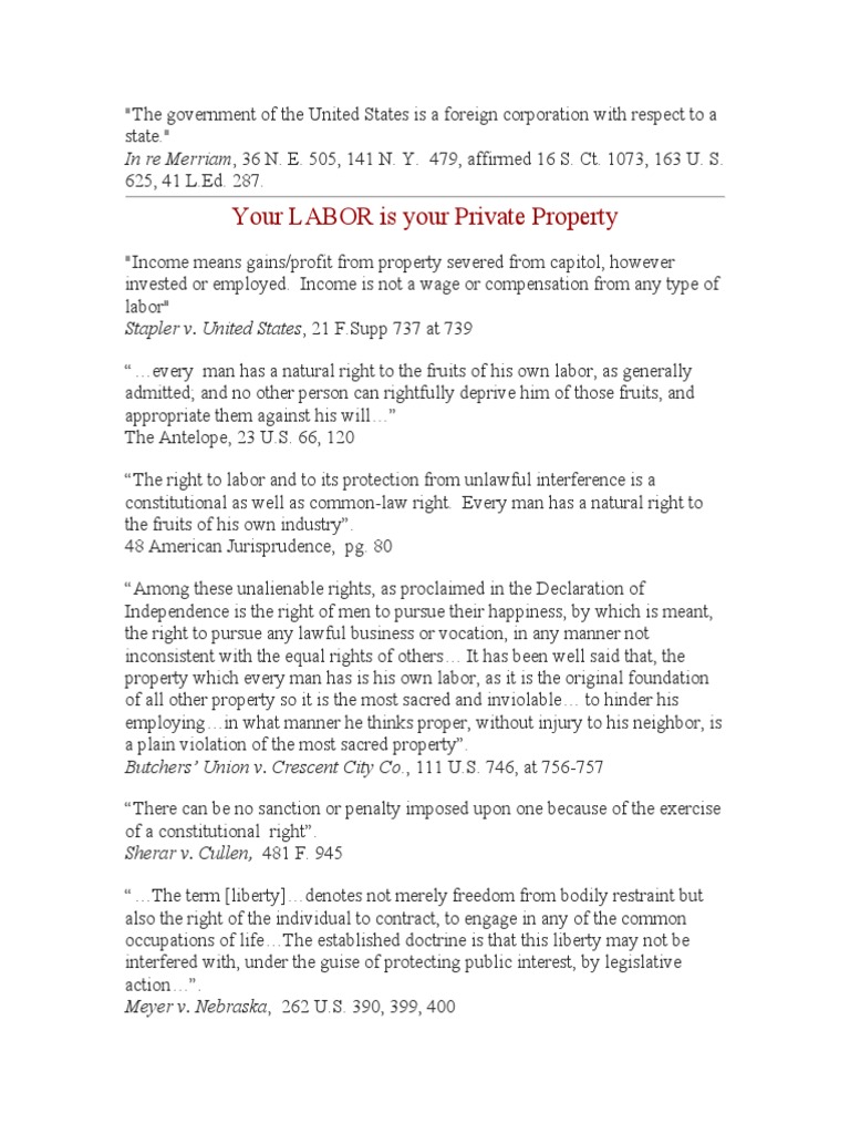 Labor Is Your Private Property | PDF | Natural And Legal Rights | Property