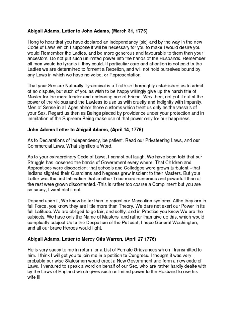 Abigail Adams Letters | PDF | Abigail Adams | John Adams