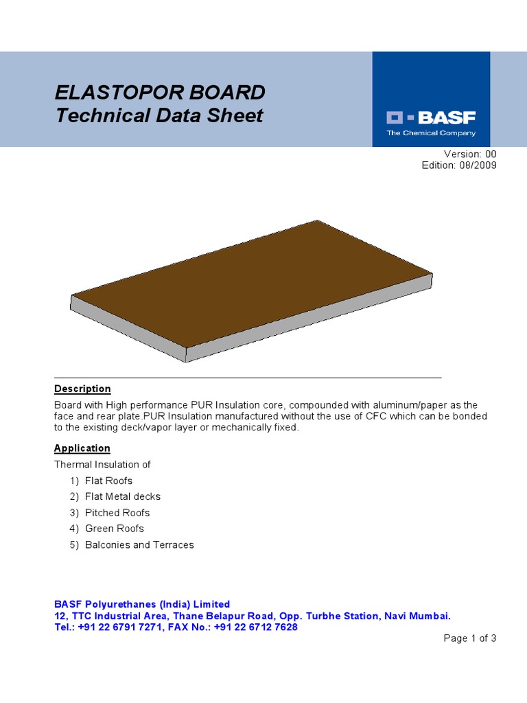 Elastopor (PUR) Board | PDF | Roof | Sheet Metal