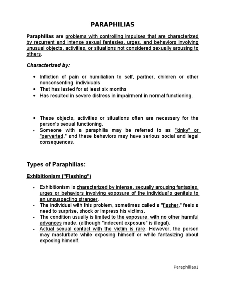 Paraphilias: Paraphilias Are Problems With Controlling Impulses That Are Characterized | PDF ...