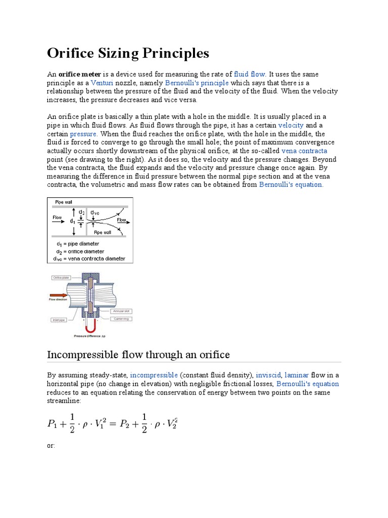 Orifice Sizing Principles | Civil Engineering | Liquids