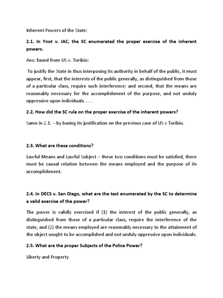 Inherent Powers of The State | PDF