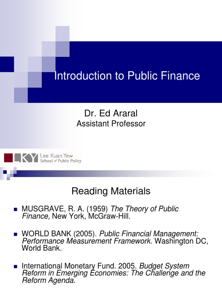 Introduction to Public Finance Concepts | PDF | Finance & Money Management