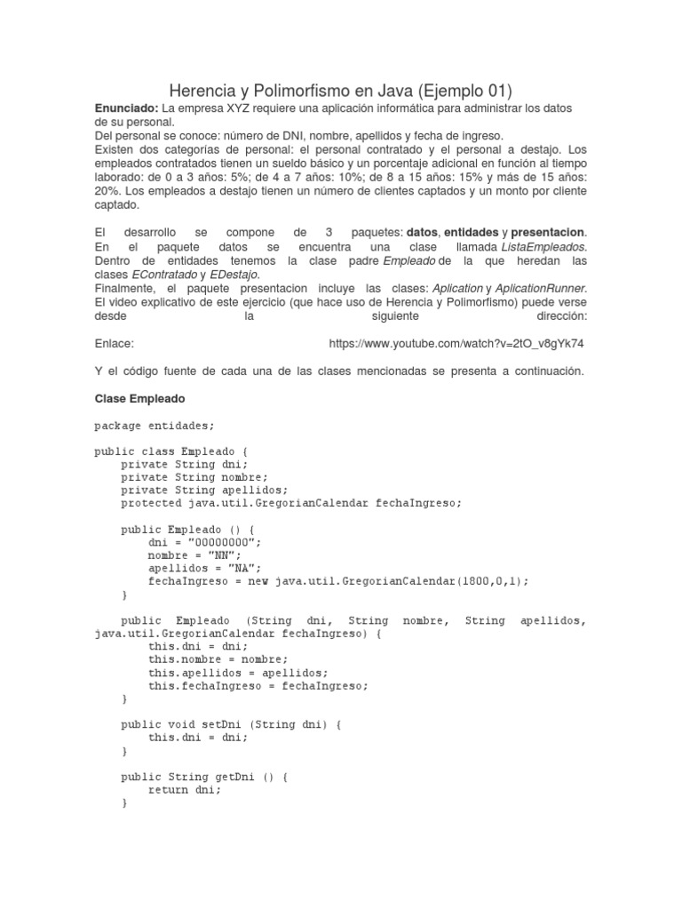 Herencia y Polimorfismo en Java | PDF | Herencia (Programación ...