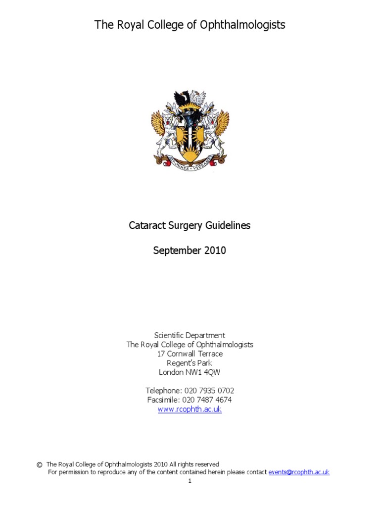 Cataract Surgery Guidelines 2010 - SEPTEMBER 2010 | PDF | Surgery ...