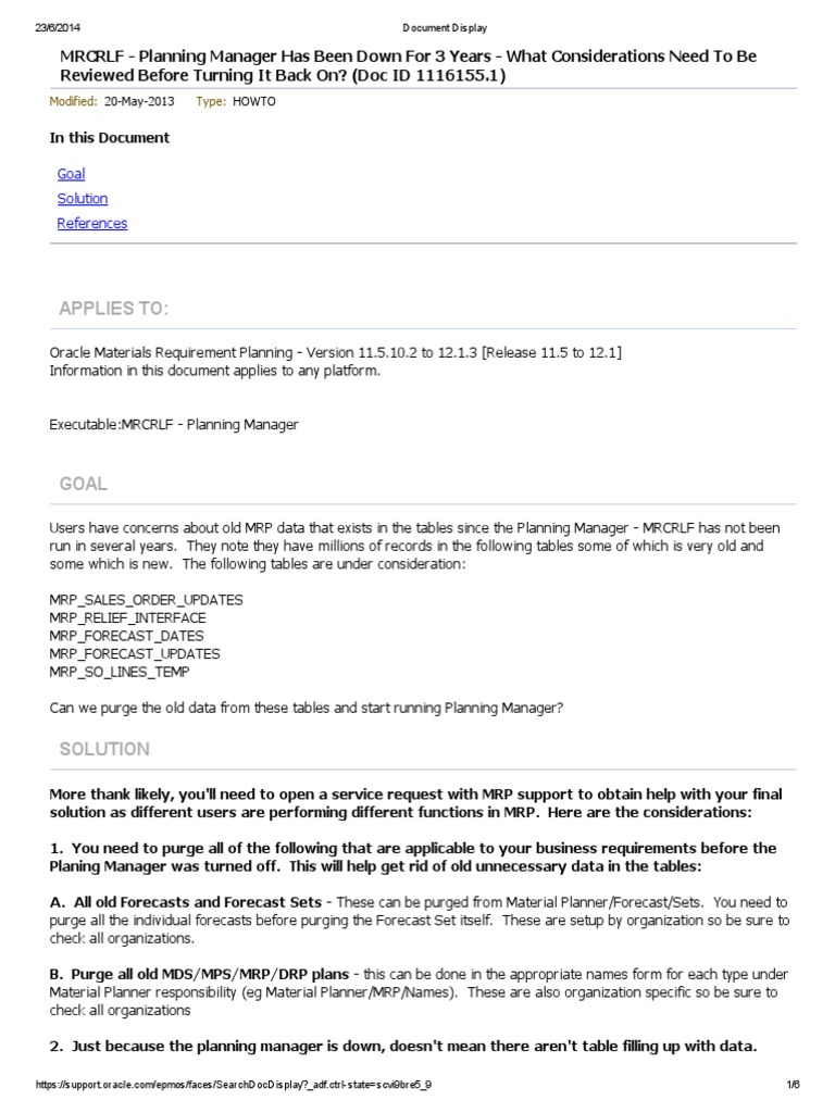 MRP Clean Up Before Starting Planning Manager | PDF | Information ...