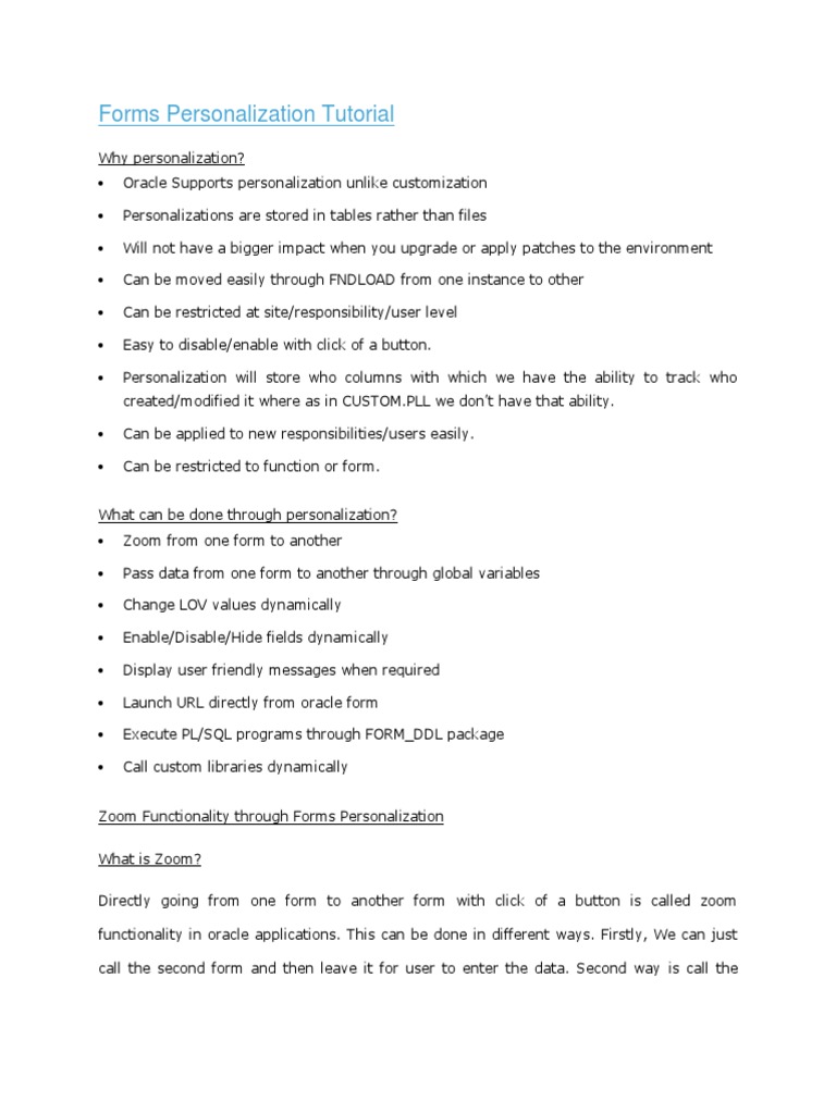 Oracle R12 Form Personalization | PDF | Oracle Database | Variable (Computer Science)