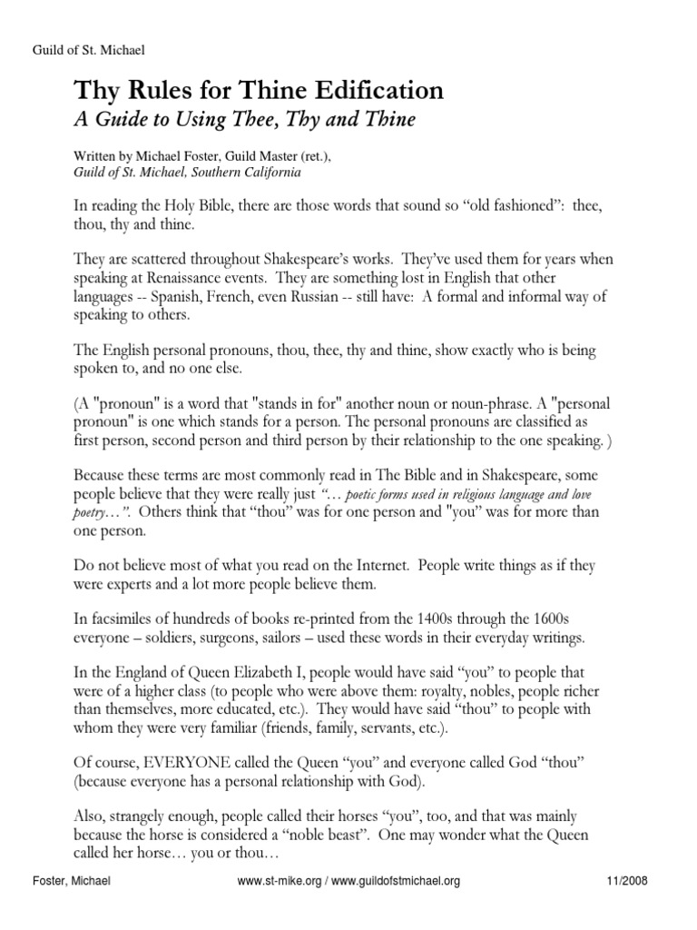 Thy Rules for Thine Edification: A Guide to Using Thee, Thy and Thine ...