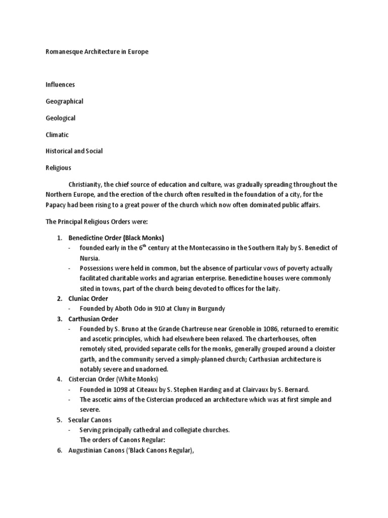 Romanesque Architecture in Europe | PDF | Order Of Saint Benedict ...