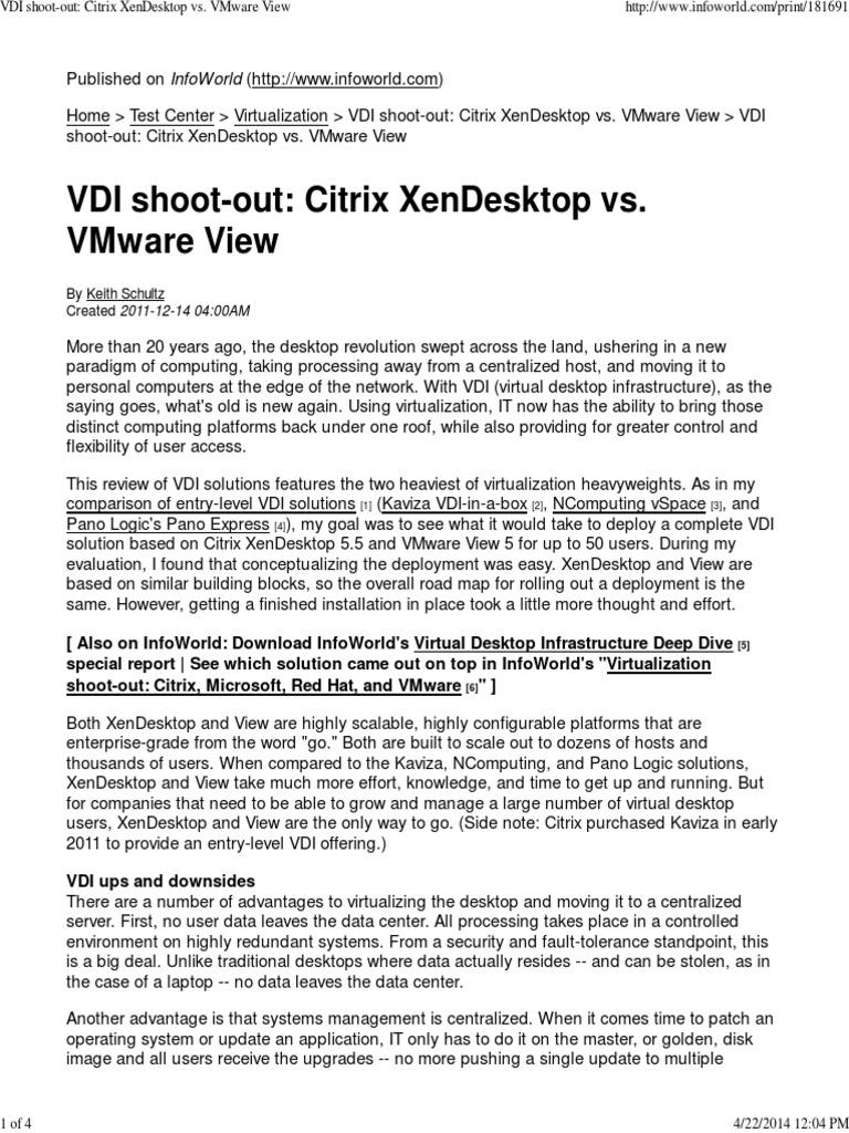 Citrix Xendesktop Vs Vmware Pdf Desktop Virtualization Citrix Systems