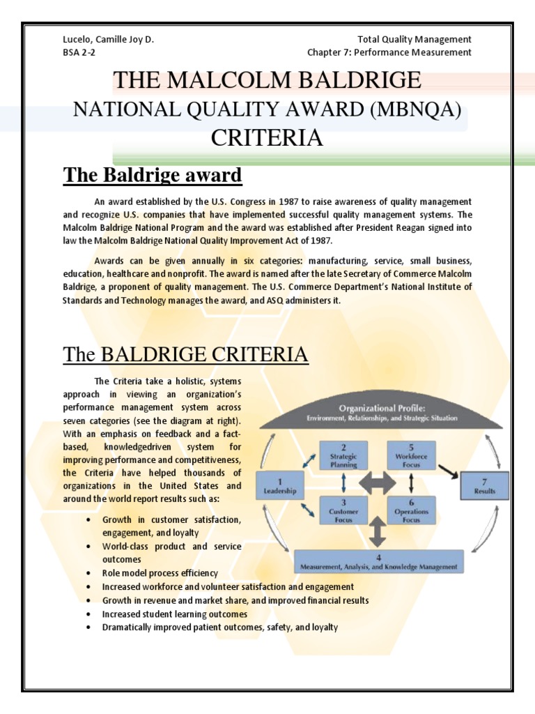 Malcolm Baldrige National Quality Award | PDF | Strategic Management ...