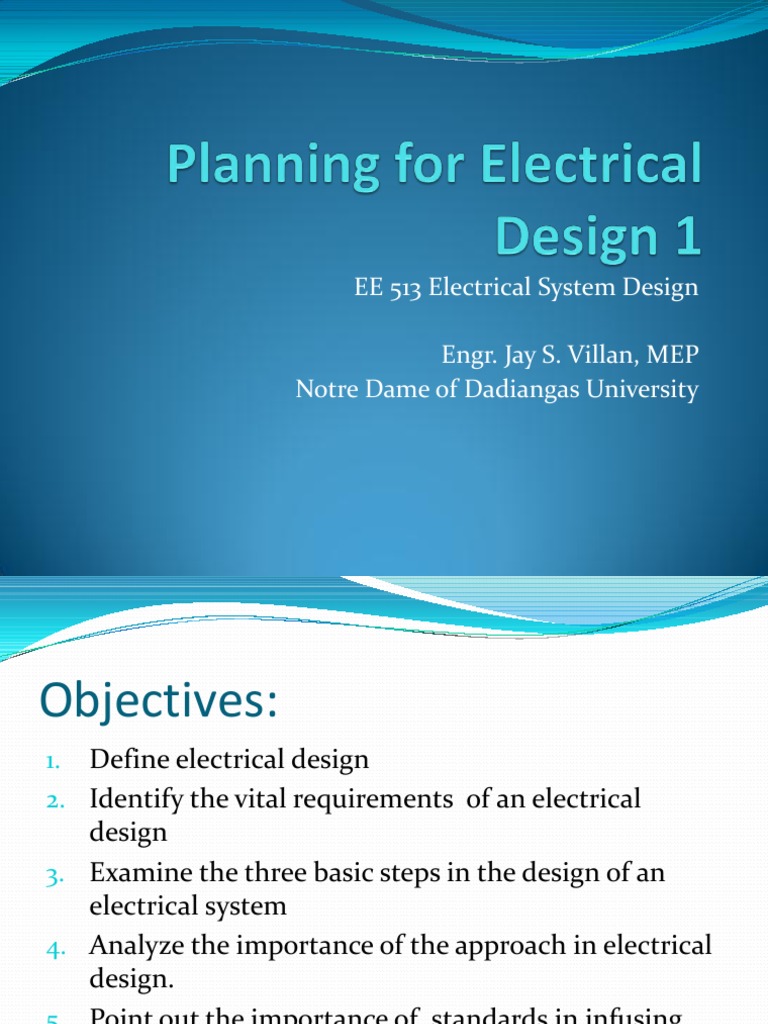 1 Planning For Electrical Design 1 | PDF | International ...